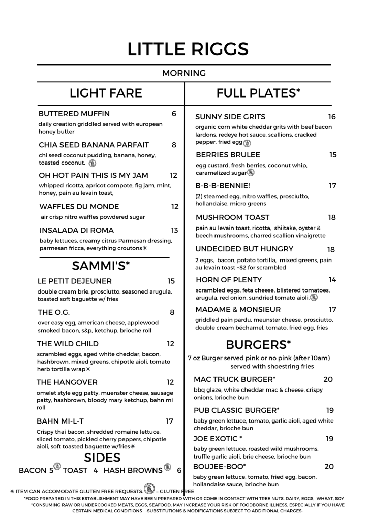 Menus – little riggs