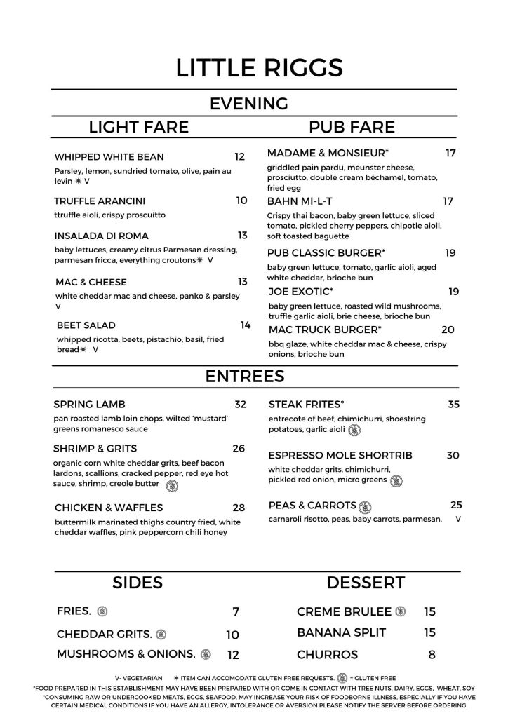 Menus – little riggs