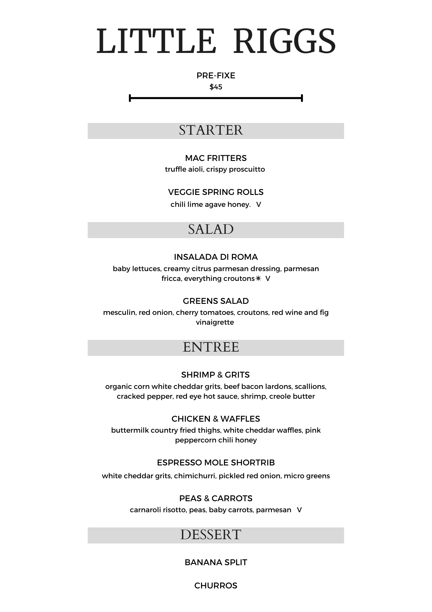 Menus – little riggs
