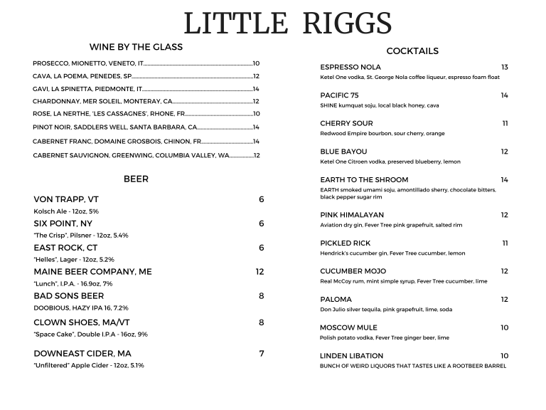 Menus – little riggs