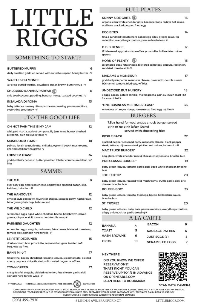 Menus – little riggs