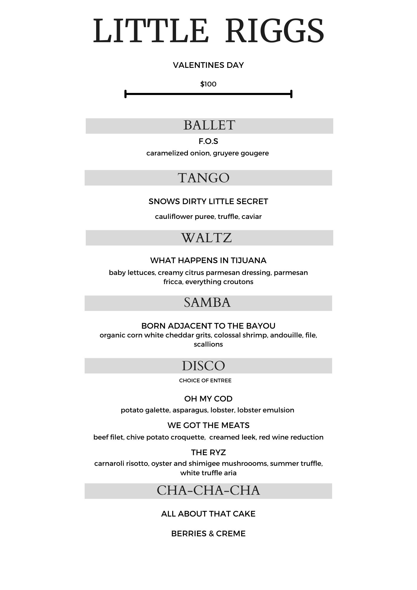 Menus – little riggs