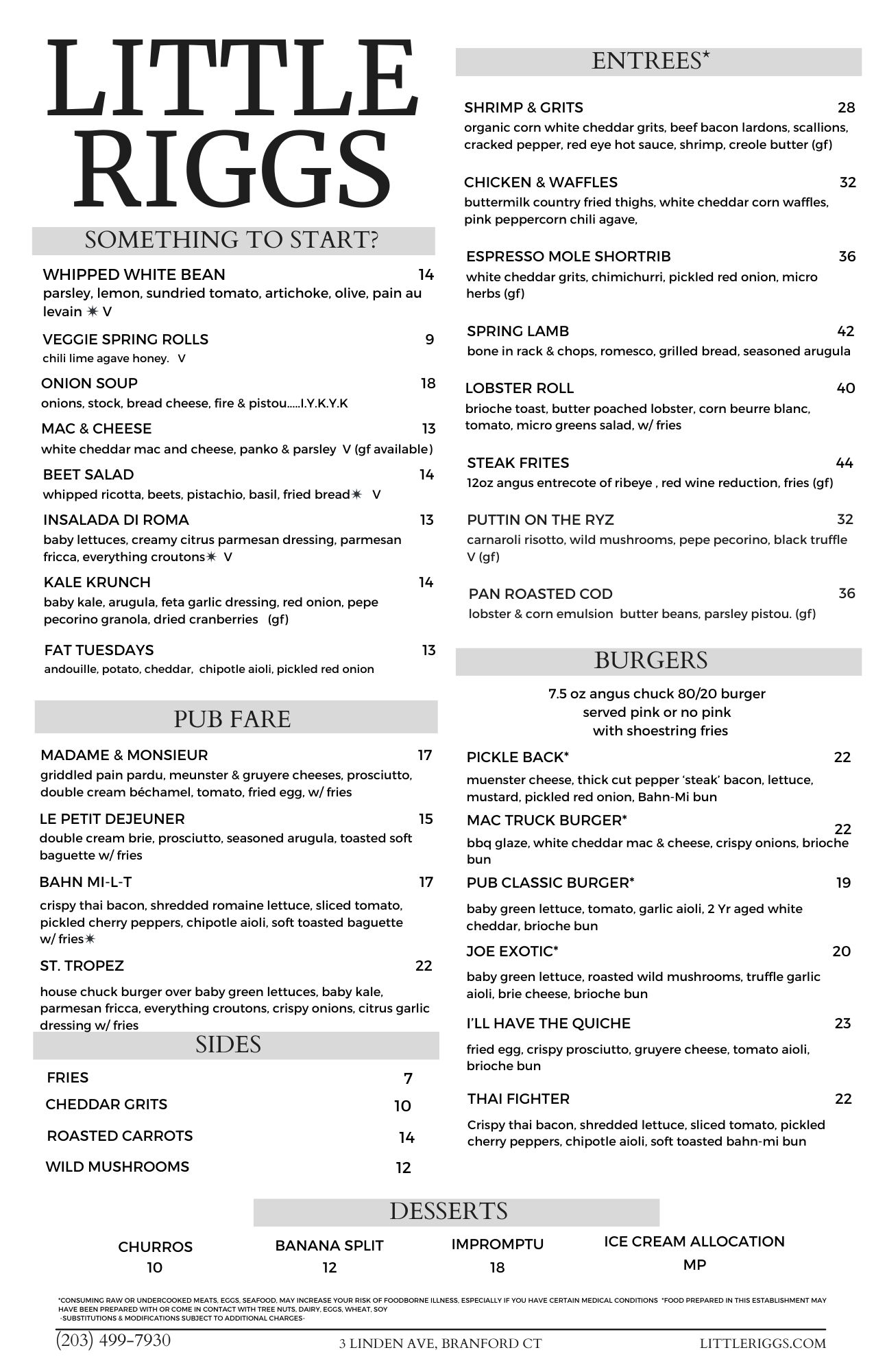 Menus – little riggs